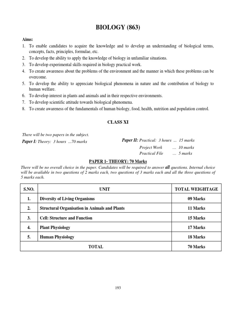 Class XI Biology Curriculum Overview | PDF | Tissue (Biology) | Kidney