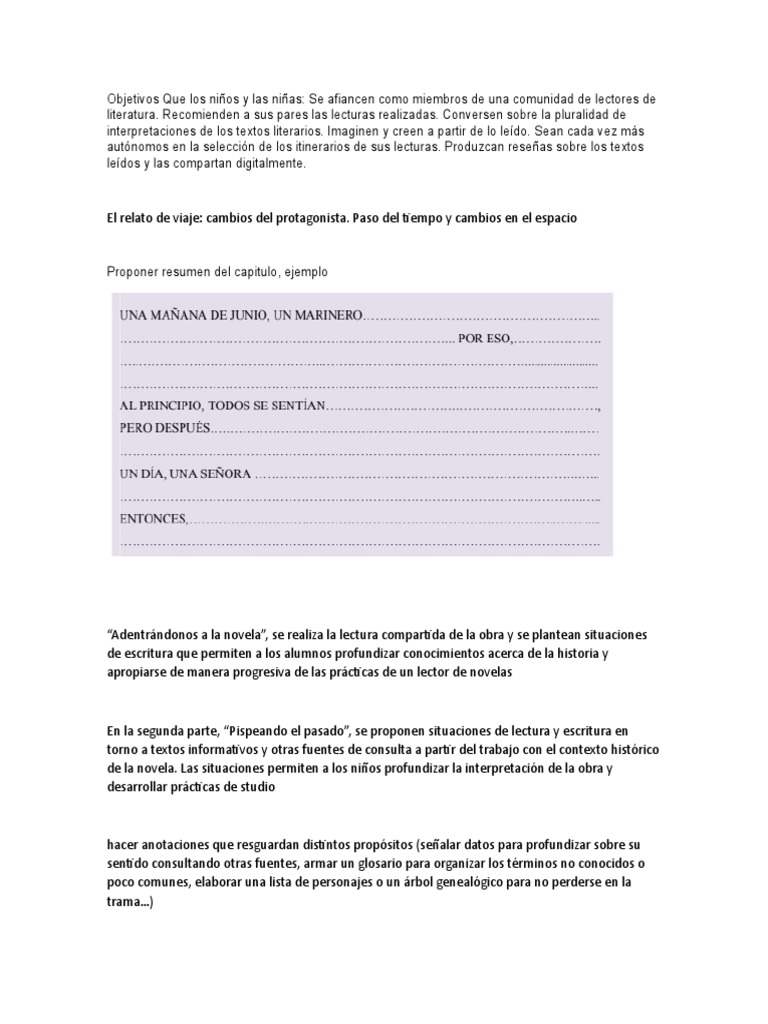 Actividades para El Viajero de Los Tiempos | PDF | Novelas | Escritura