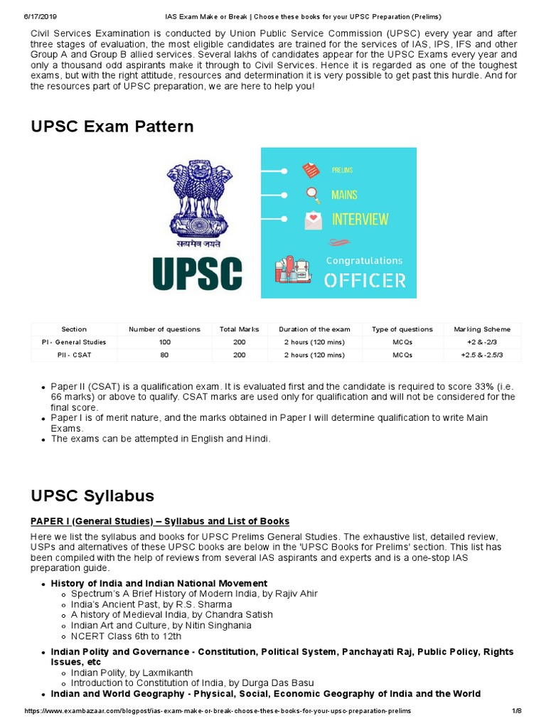UPSC Exam Pattern: Section Number of Questions Total Marks Duration of ...