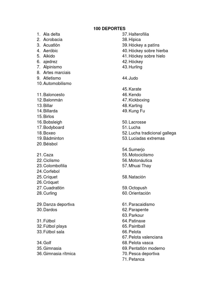 100 Nombres de Deportes | Ocio | Juegos olímpicos