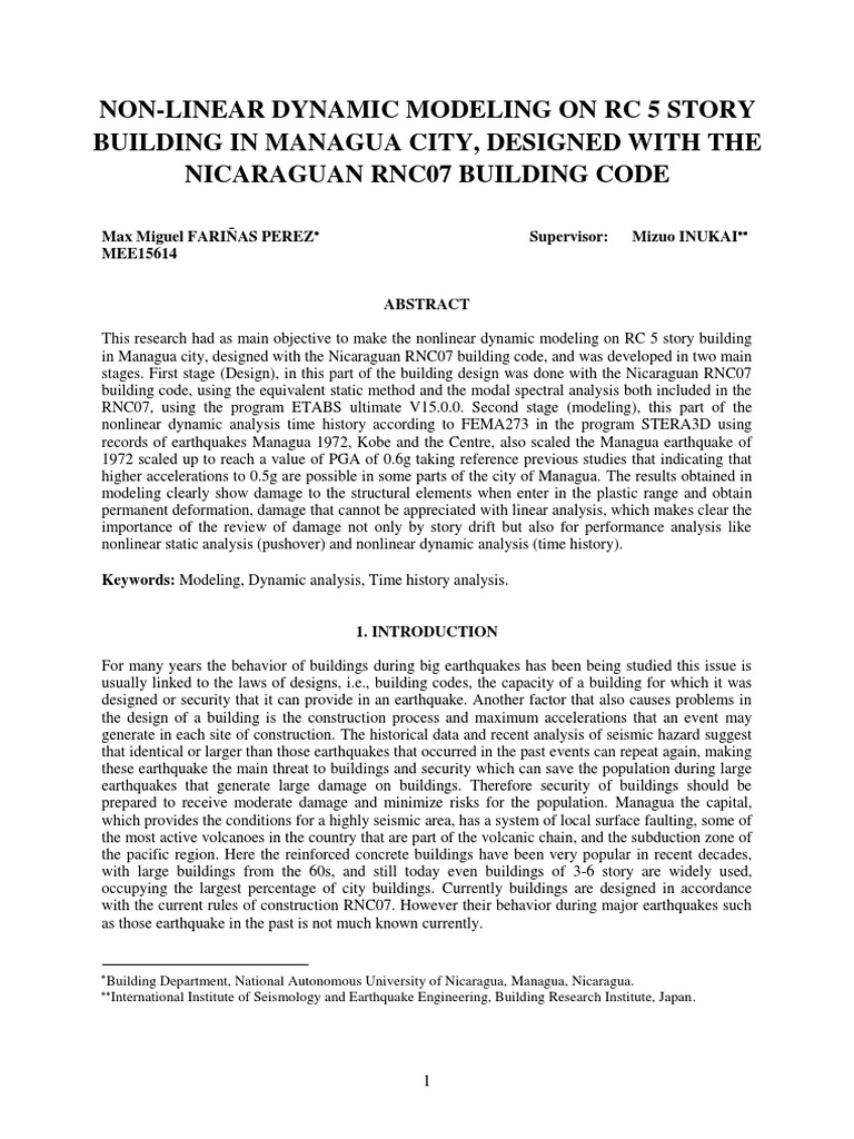 Nonlinear Dynamics of RC Building RNC07 | PDF | Earthquakes | Mechanics