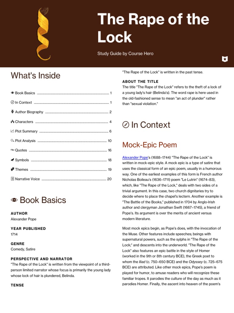 The Rape of The Lock | PDF | Alexander Pope | Satire
