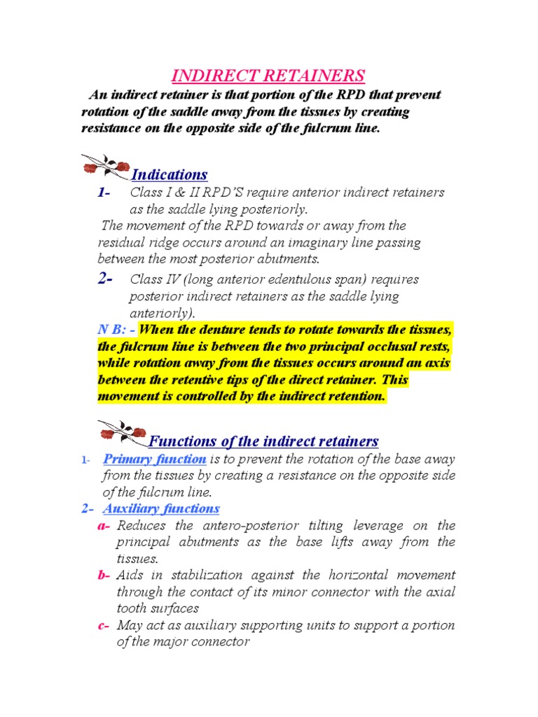 Indirect Retainers | PDF | Anatomical Terms Of Location | Tooth