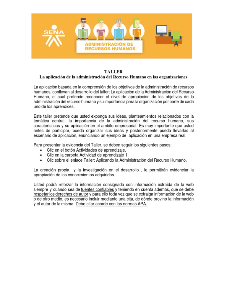Guia Taller Aplicacion Arh | PDF | Gestión de recursos humanos | Aprendizaje