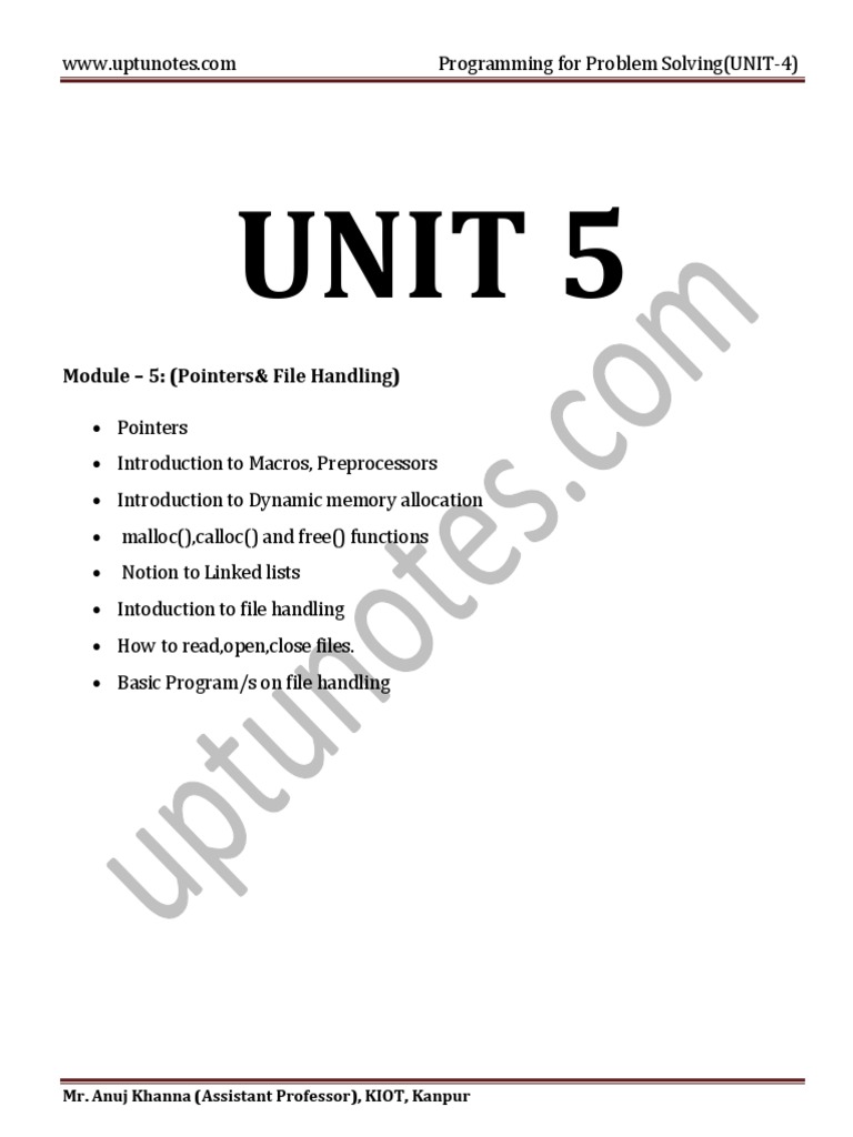 CCP Unit 5 | PDF | Pointer (Computer Programming) | Software