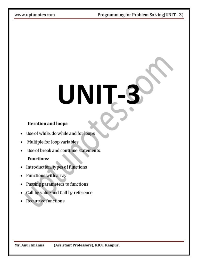 Ccp Unit 3 Pdf Control Flow Parameter Computer Programming 7192
