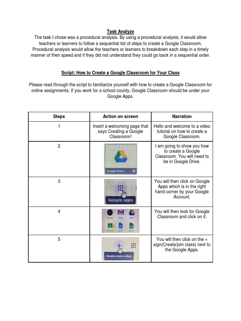 Script How To Create A Google Classroom | PDF | Classroom | Learning