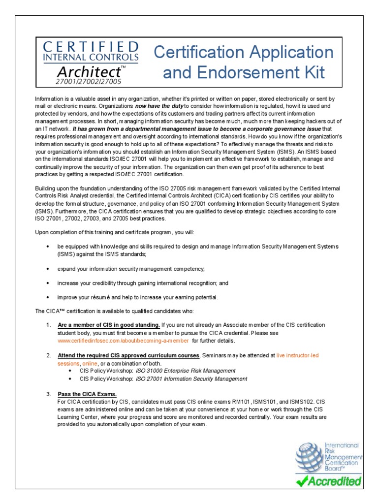 CICA Certification Kit | PDF | Information Security | Business