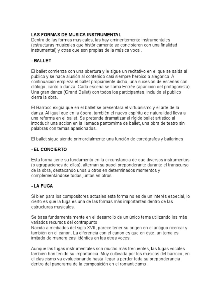 Formas Musicales Instrumentales | PDF | Sonata | Formas musicales