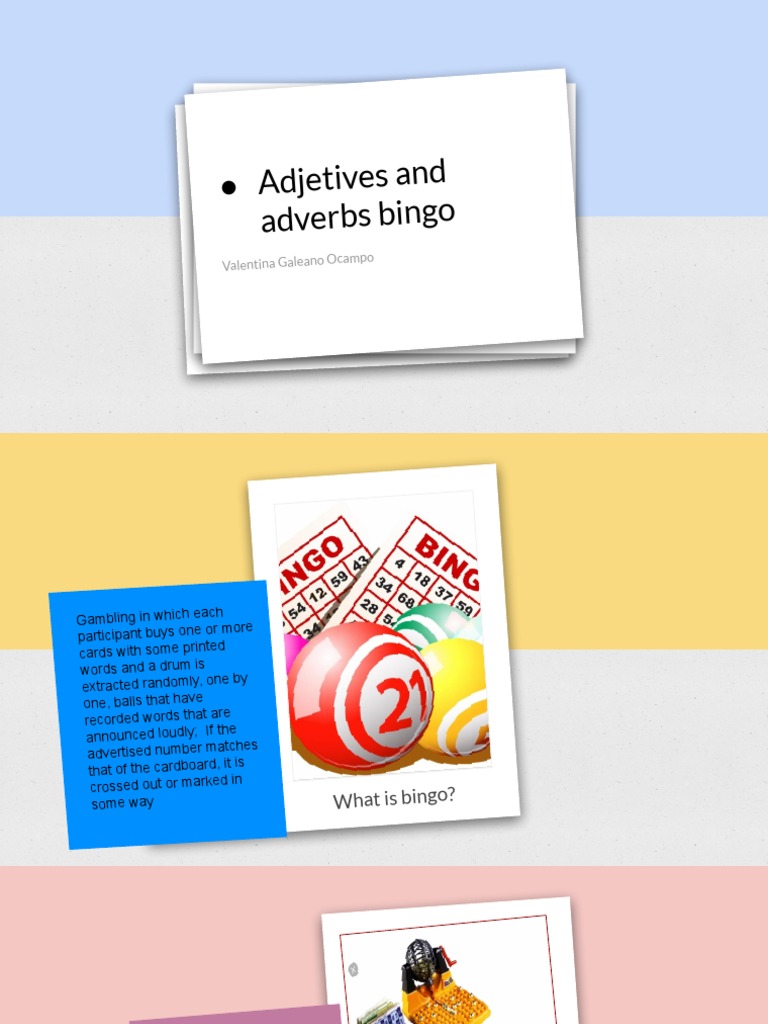 Adjectives and Adverbs Bingo Game | PDF | Home & Garden