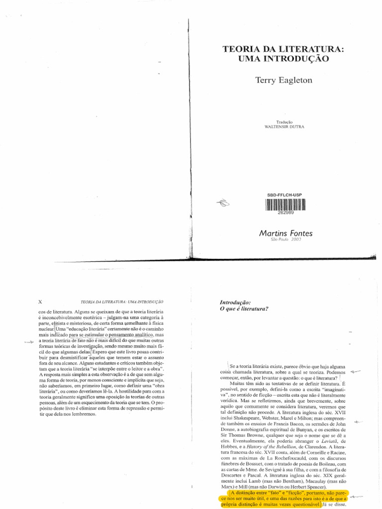 EAGLETON, Terry. Teoria Da Literatura (Introdução) | PDF