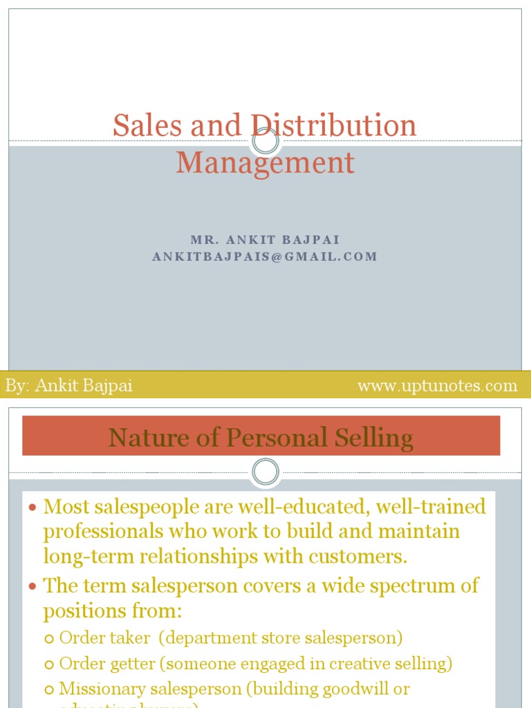 Sales and Distribution Management | PDF | Sales | Retail