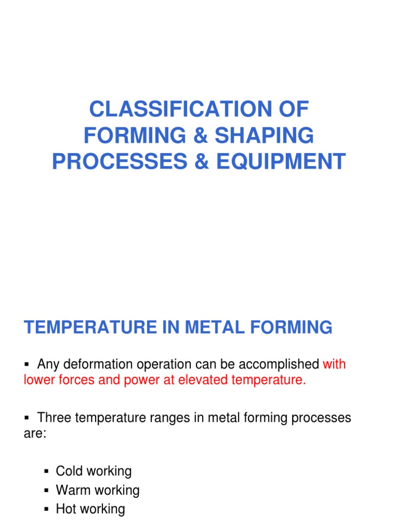 Classification of Forming & Shaping Processes & Equipment | PDF ...