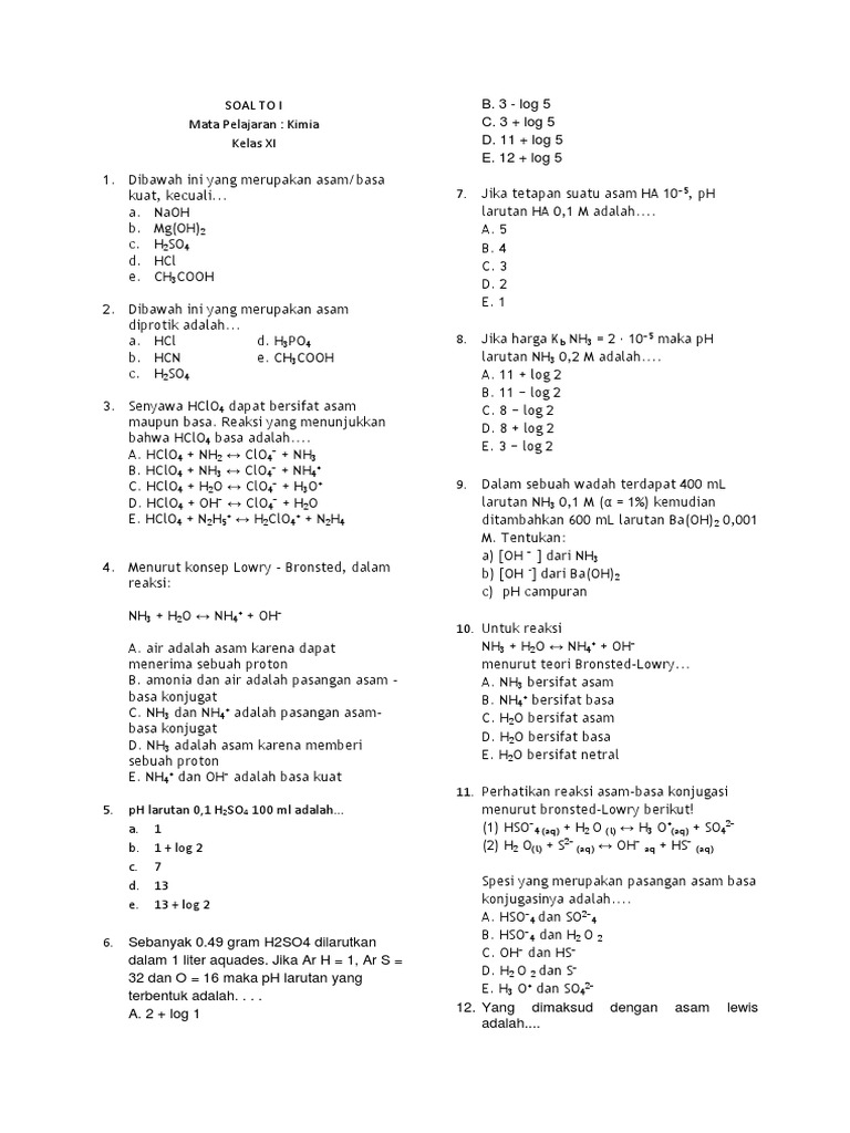 Soal Kimia XI | PDF