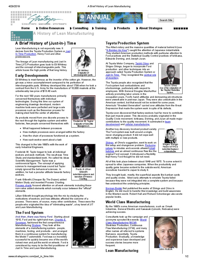 A Brief History of Lean Manufacturing | Download Free PDF | Lean ...