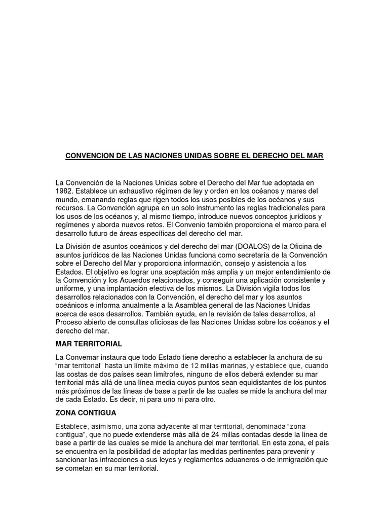 CONVEMAR | PDF | Aguas territoriales | Convención de las Naciones ...