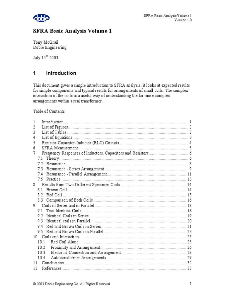 SFRA Basic Analysis | PDF | Series And Parallel Circuits | Electrical ...