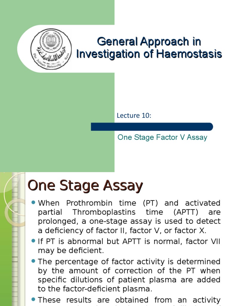 One Stage Factor V Assay | PDF | Molecular Biology | Clinical Medicine