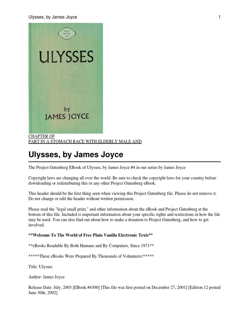 Ulysses PDF | PDF | Project Gutenberg | E Books