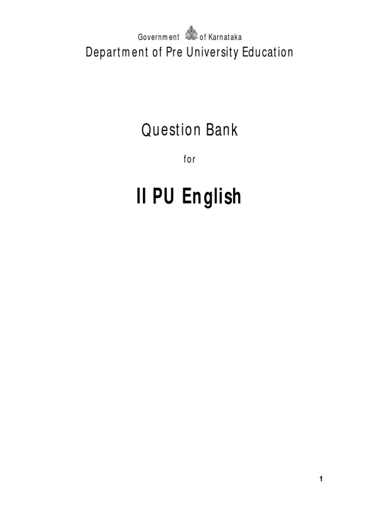 Karnataka 2nd PUC Question Bank - ENGLISH PDF | PDF | Question | Books