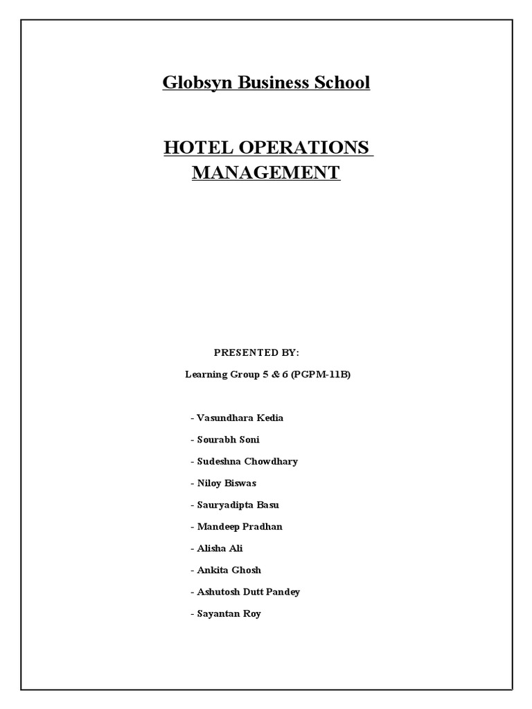 Hotel Operations Management | PDF | Customer Satisfaction | Business
