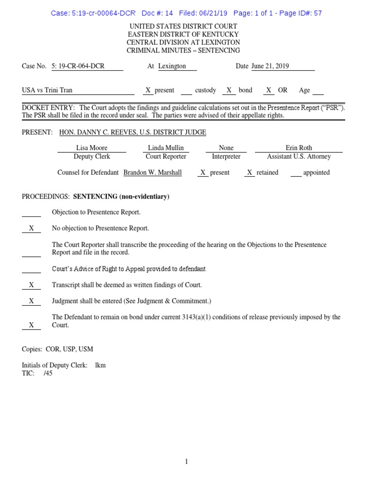 Lexivixi Sentencing Minutes | PDF