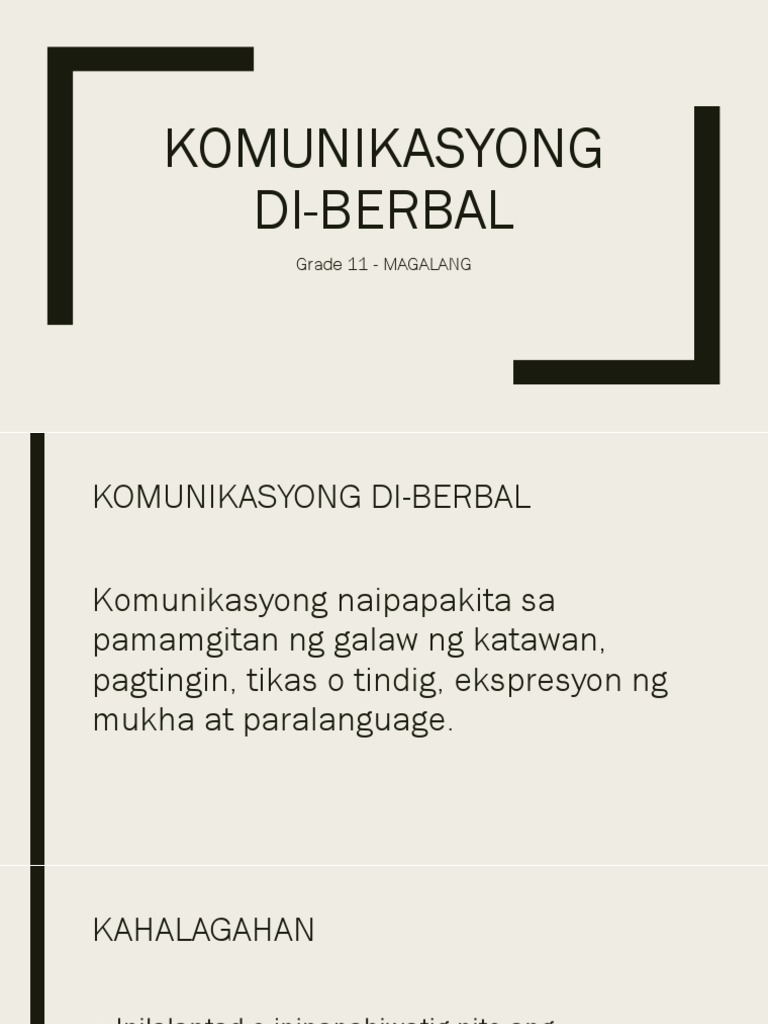 Komunikasyong Di Berbal | PDF