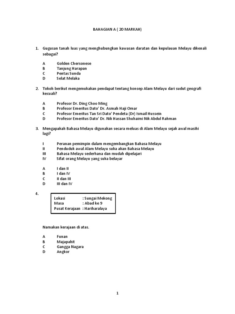 Soalan Sejarah Tingkatan 2 KSSM 2019 | PDF