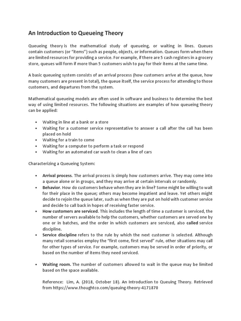 An Introduction To Queueing Theory | PDF | Case Study | Psychology