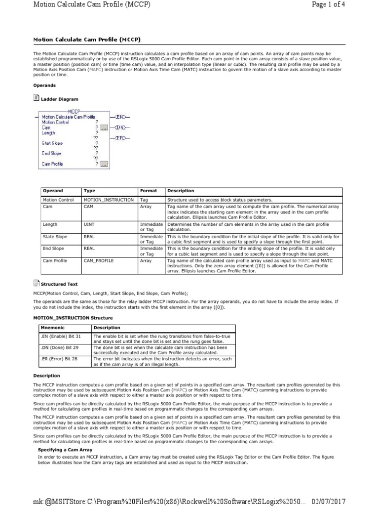Motion Calculate Cam Profile (MCCP) | PDF | Interpolation | Array Data Structure