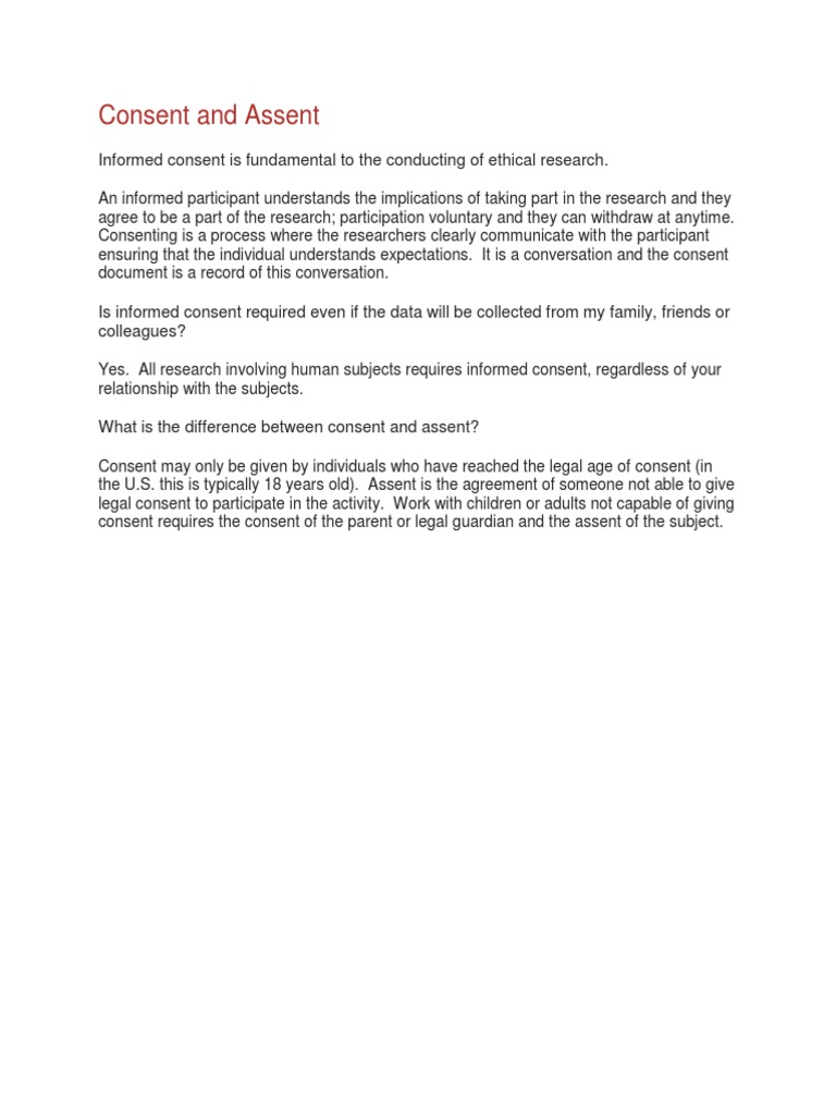 Consent and Assent | PDF