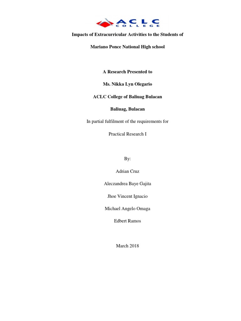 Impacts of Extracurricular Activities To The Students of | PDF ...