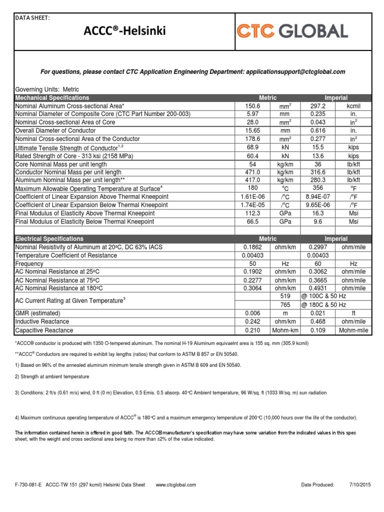 ACCC International Data Sheets-Rev E PDF | PDF | Electrical Resistivity ...
