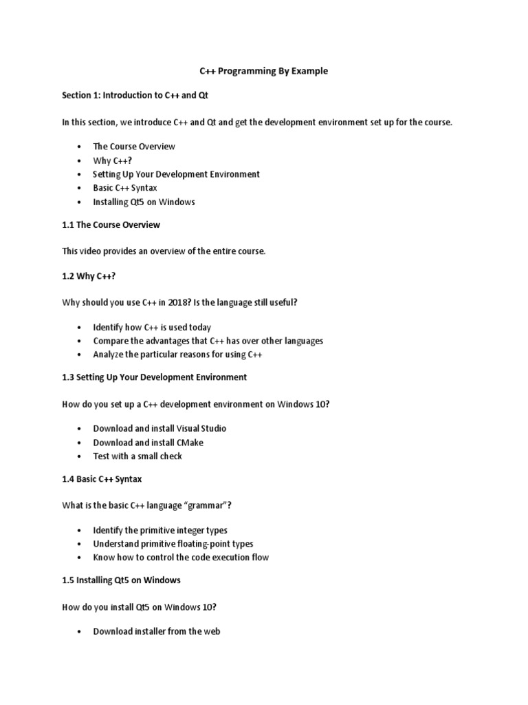 C Programming By Example Section 1 Introduction To C And Qt Pdf C Class Computer