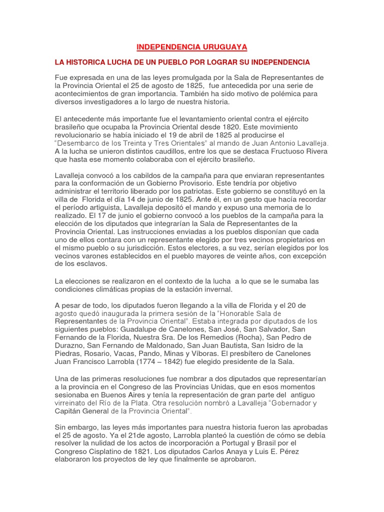 Independencia de Uruguay | PDF | Uruguay | América del Sur