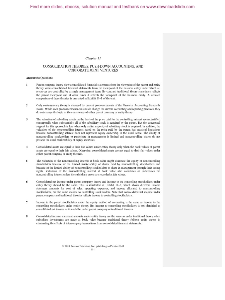 Consolidation Theories Push-Down Account | PDF | Book Value ...