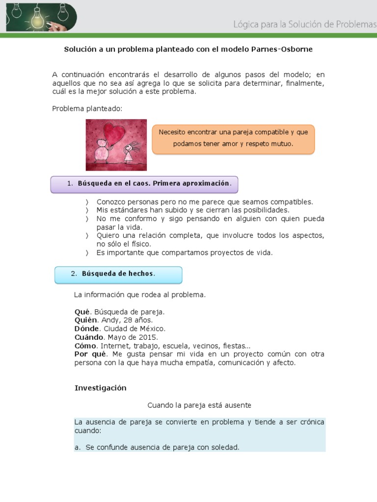 Solución A Un Problema Planteado Con El Modelo Parnes Osborne Pdf