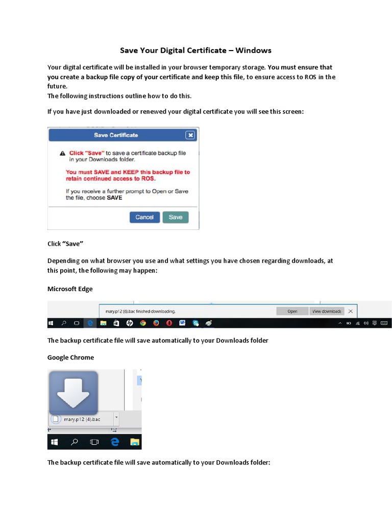 Save Your Digital Certificate Windows | PDF | Backup | Computer File