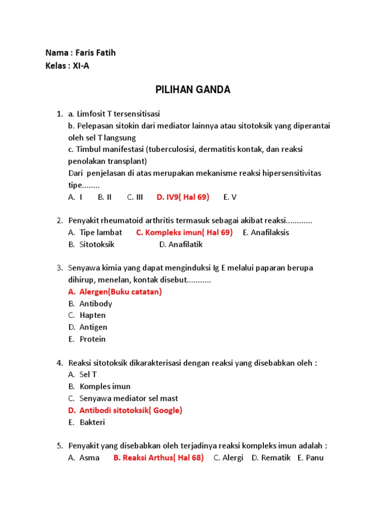 Soal Imunologi Faris | PDF