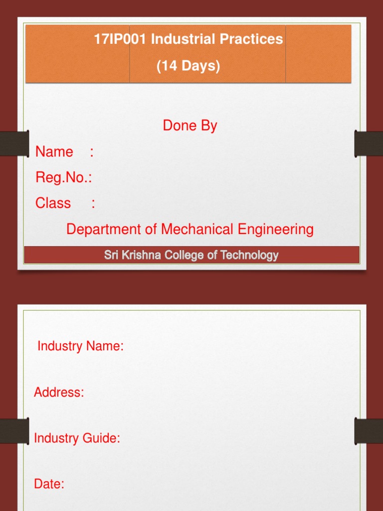 Industrial Practice Template | PDF