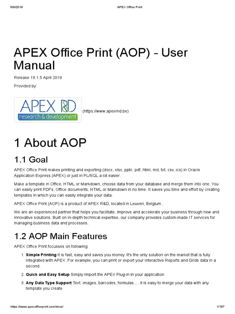 APEX Office Print Manual | Download Free PDF | Oracle Database | Pl/Sql