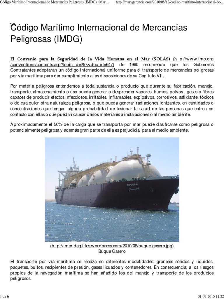 Imdg PDF | Descargar gratis PDF | Canal y Marítimo | Transporte