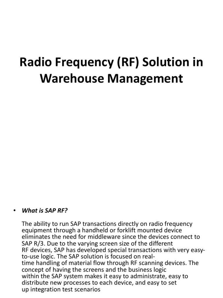 Radio Frequency (RF) Solution in Warehouse Management | PDF | Sap Se ...