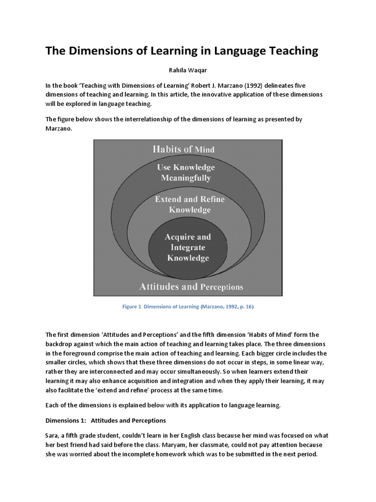 Dimensions of Learning in Language Teaching | PDF | Learning | Teachers