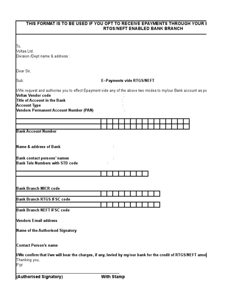 RTGS Format | PDF