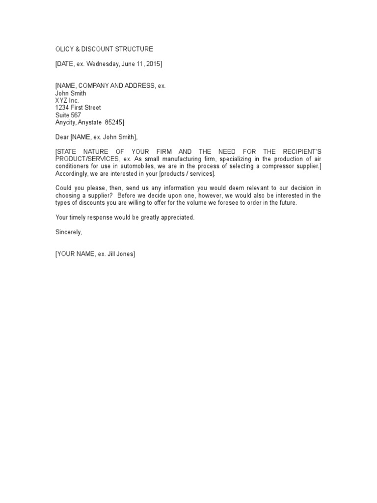 Request For Price Quotation Letter Sample | PDF