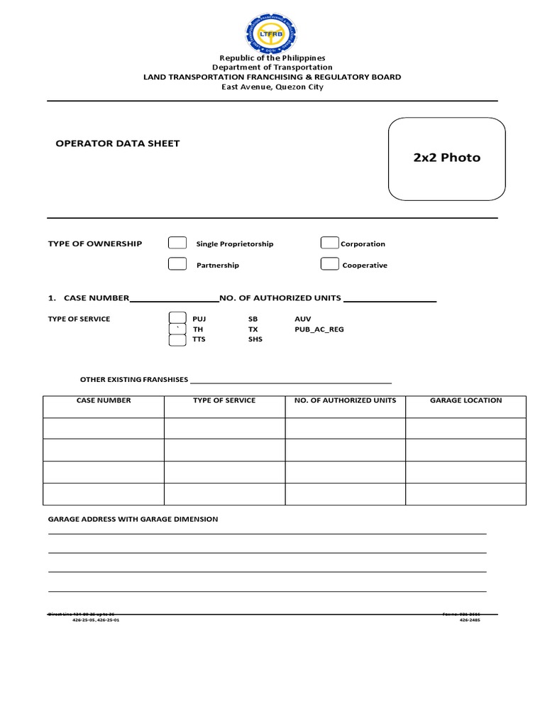 2x2 Photo: Operator Data Sheet | PDF | Common Law | Government Information