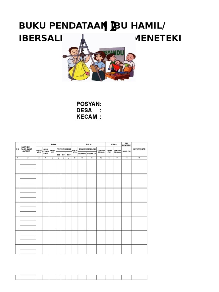Buku Pendataan Bumil-Bulin - Bufas - Buteki | PDF