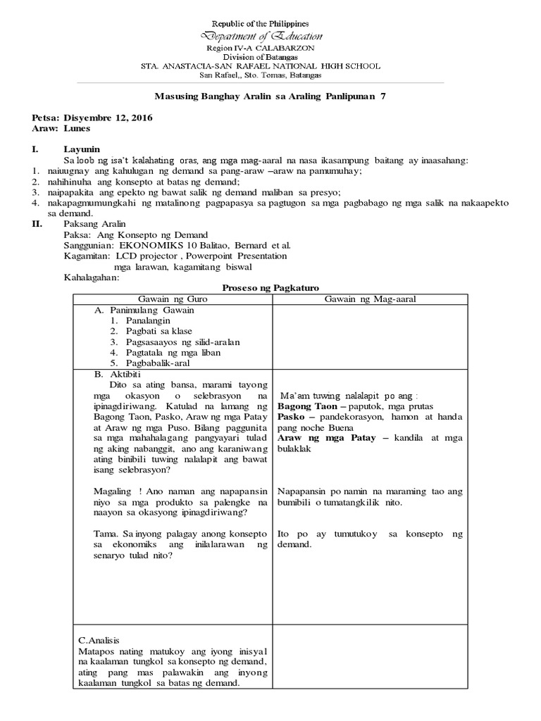 Demand - Lesson Plan PDF | PDF