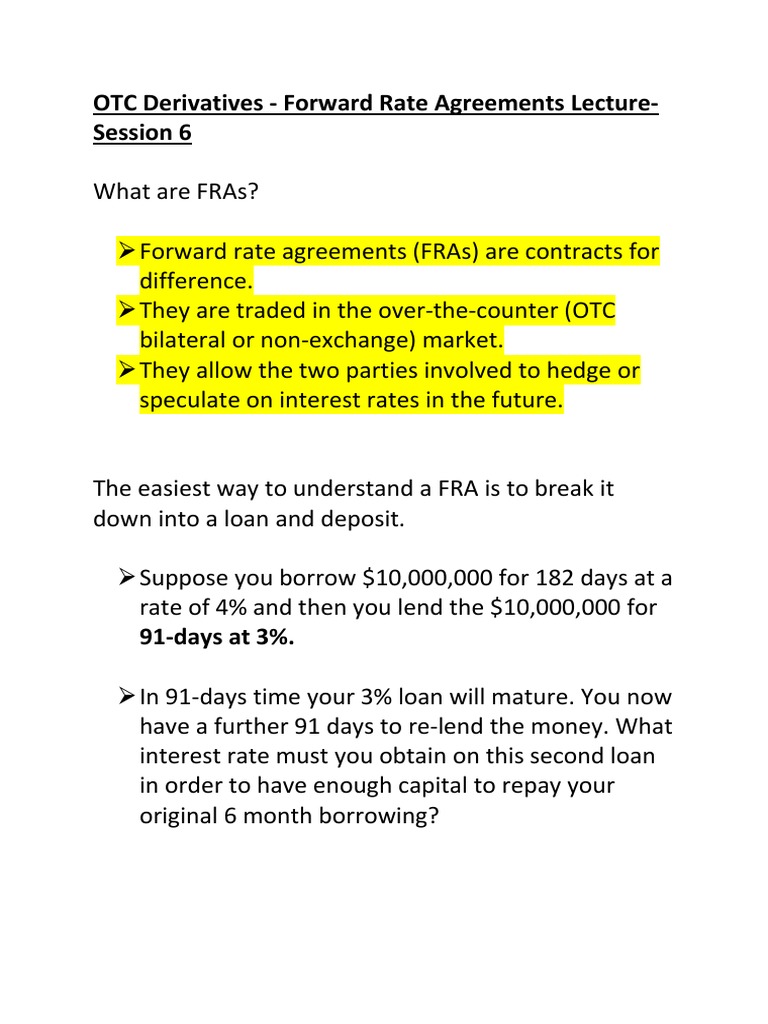 Session 6.3-Forward Rate Agreements Lecture | PDF | Over The Counter ...